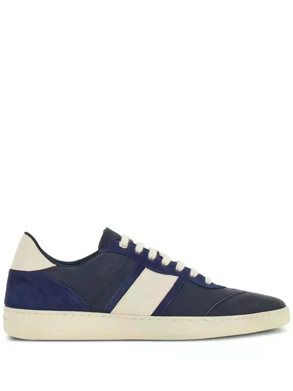 FERRAGAMO Logo-debossed Leather Sneakers - Blue