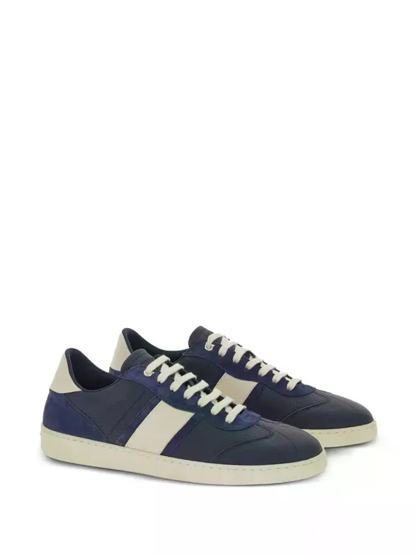 FERRAGAMO Logo-debossed Leather Sneakers - Blue