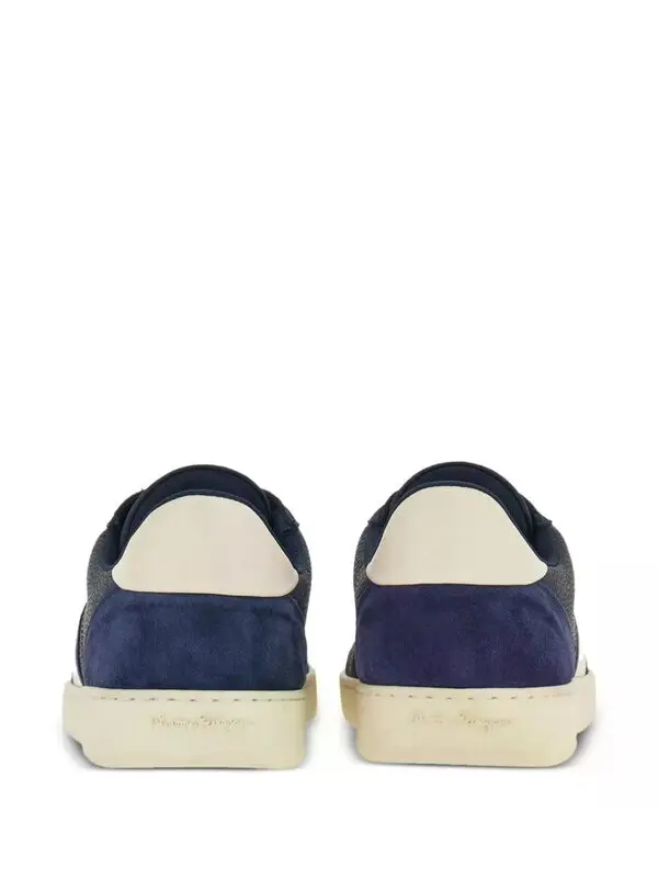 FERRAGAMO Logo-debossed Leather Sneakers - Blue