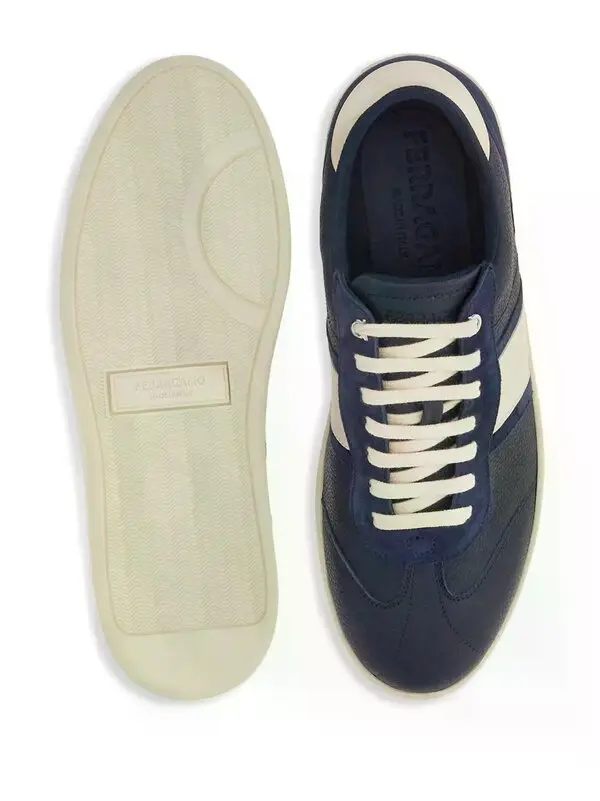 FERRAGAMO Logo-debossed Leather Sneakers - Blue