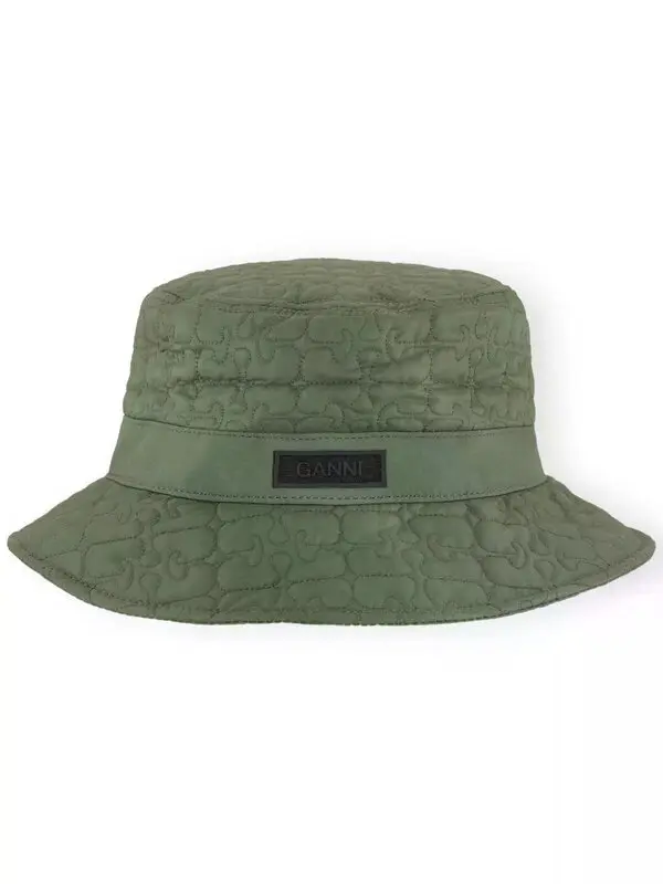 GANNI Logo-patch Quilted Bucket Hat