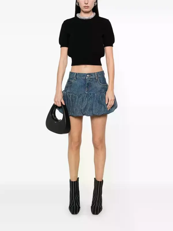 Coperni Gathered-hem Denim Mini Skirt