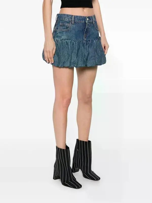 Coperni Gathered-hem Denim Mini Skirt