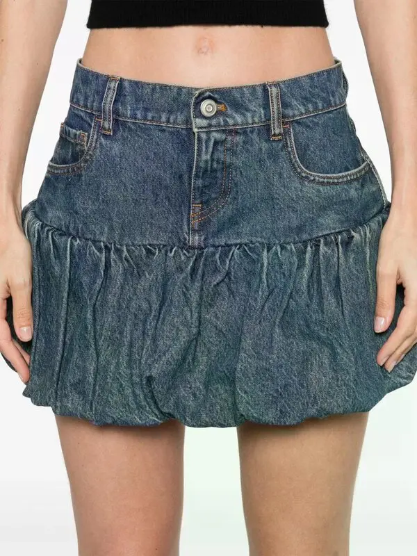 Coperni Gathered-hem Denim Mini Skirt