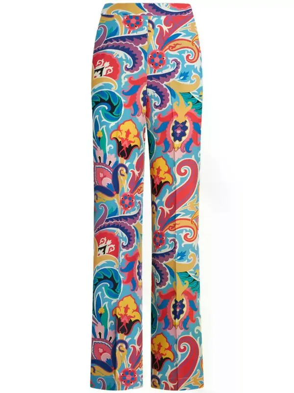 Etro Floral-print Silk Palazzo Pants