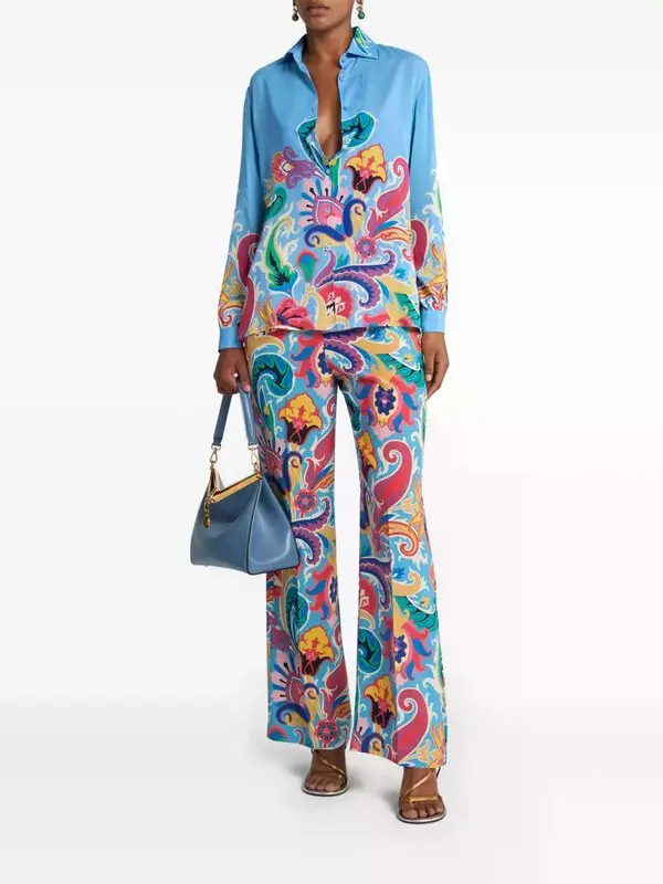 Etro Floral-print Silk Palazzo Pants