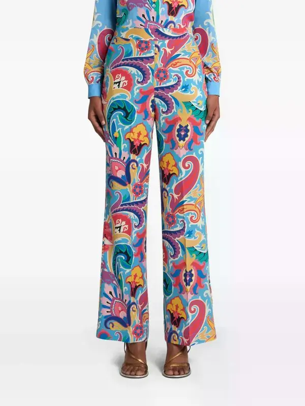 Etro Floral-print Silk Palazzo Pants