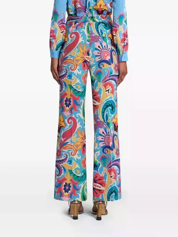 Etro Floral-print Silk Palazzo Pants