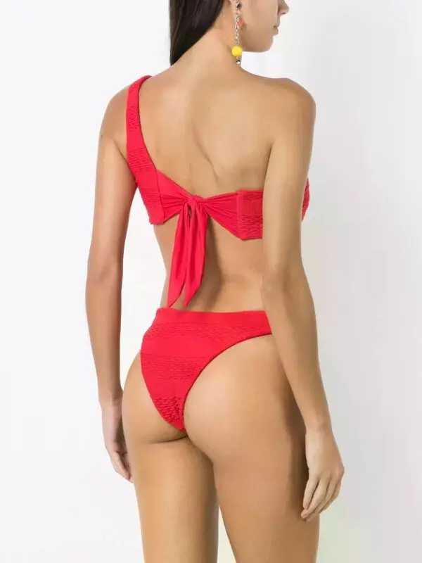 AMIR SLAMA Textured One-shoulder Bikini