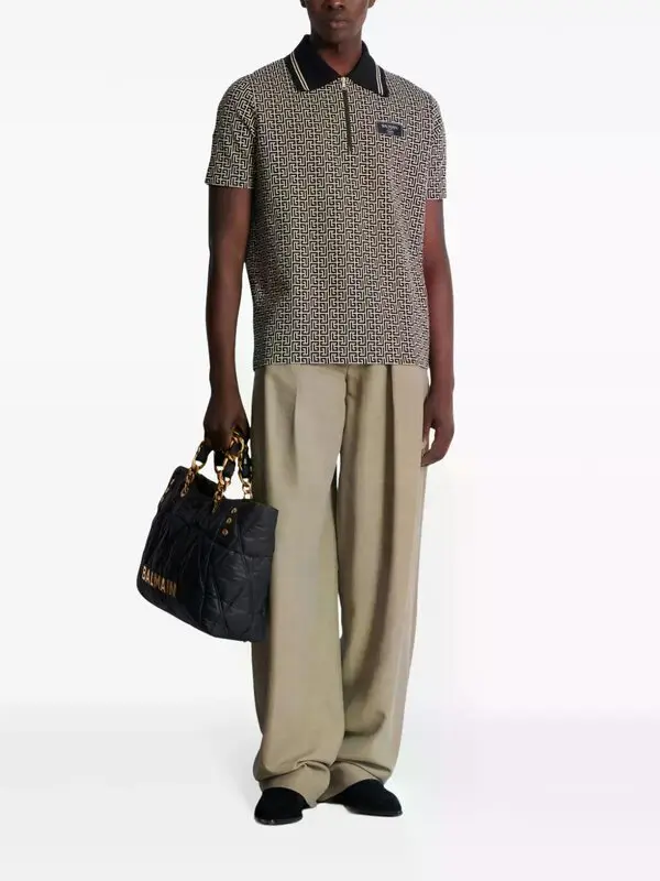 Balmain Labyrinth Jacquard Polo Shirt