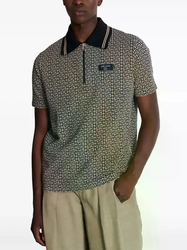 Balmain Labyrinth Jacquard Polo Shirt