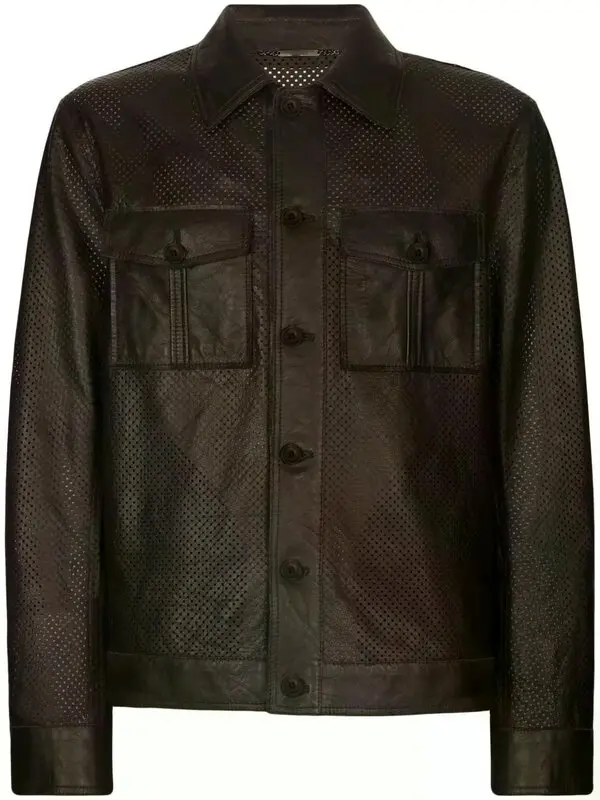 Dolce & Gabbana Perforated Leather Shirt Jacket