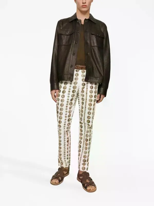 Dolce & Gabbana Perforated Leather Shirt Jacket