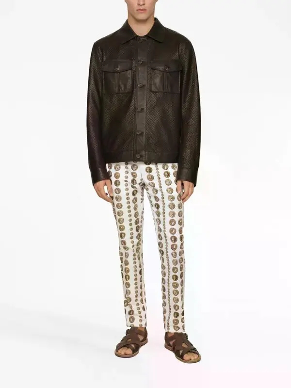 Dolce & Gabbana Perforated Leather Shirt Jacket