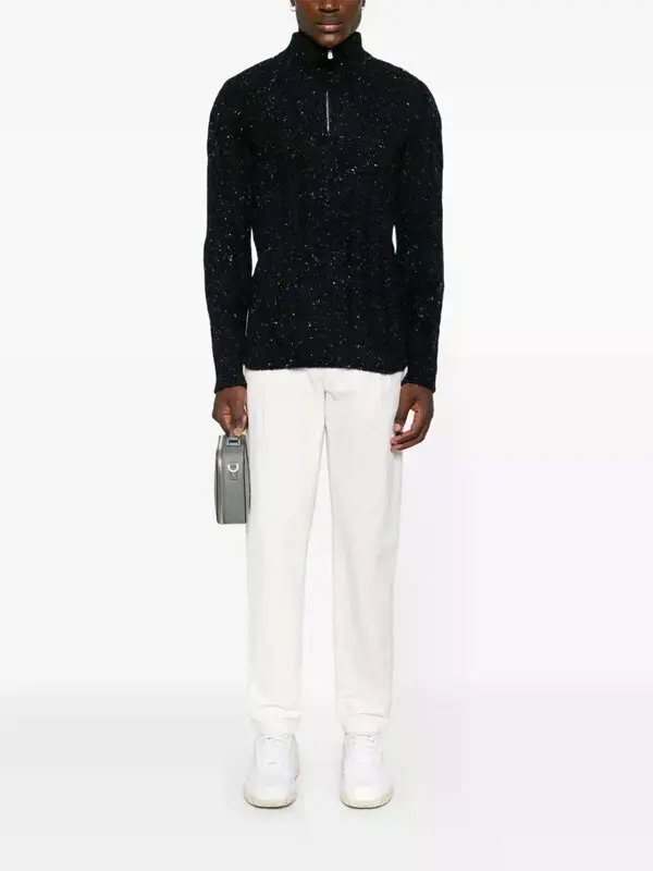 Eleventy Ribbed-knit Half-zip Sweater