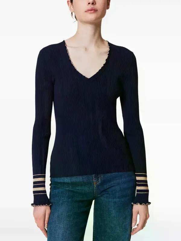TWINSET Ribbed-knit Jumper With Metallic Detailing