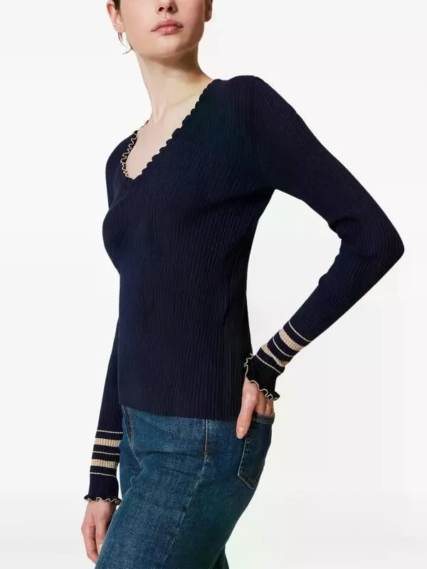 TWINSET Ribbed-knit Jumper With Metallic Detailing