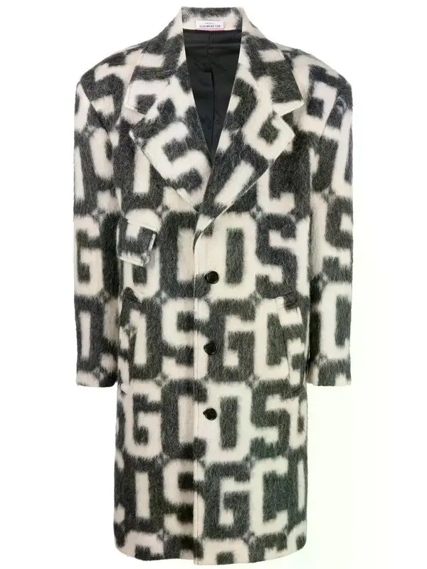 Gcds Monogram-print Single-breasted Coat