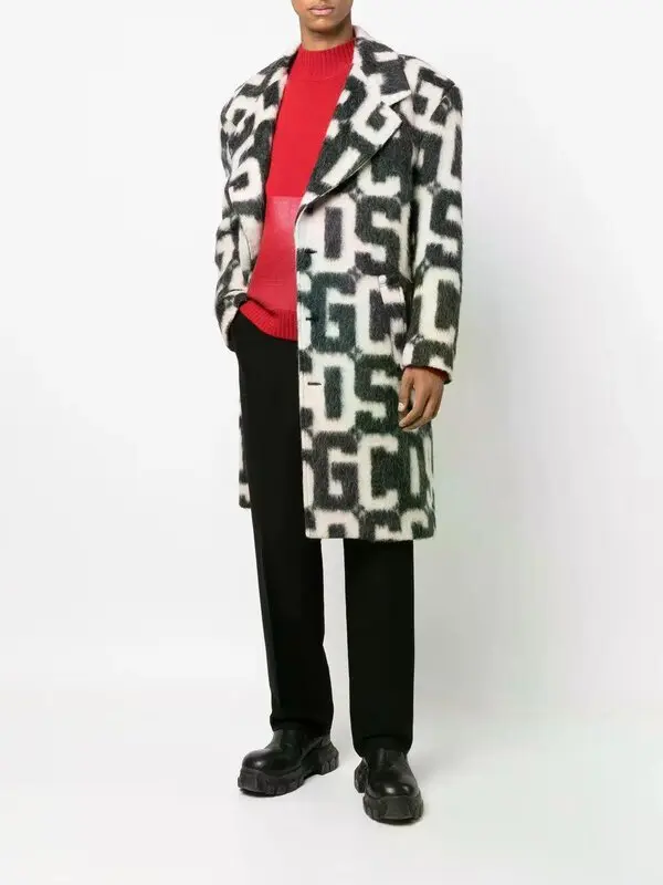 Gcds Monogram-print Single-breasted Coat