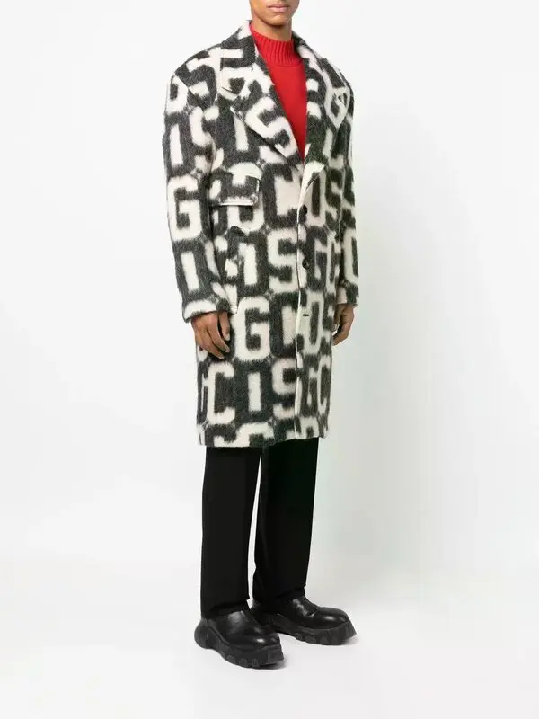 Gcds Monogram-print Single-breasted Coat
