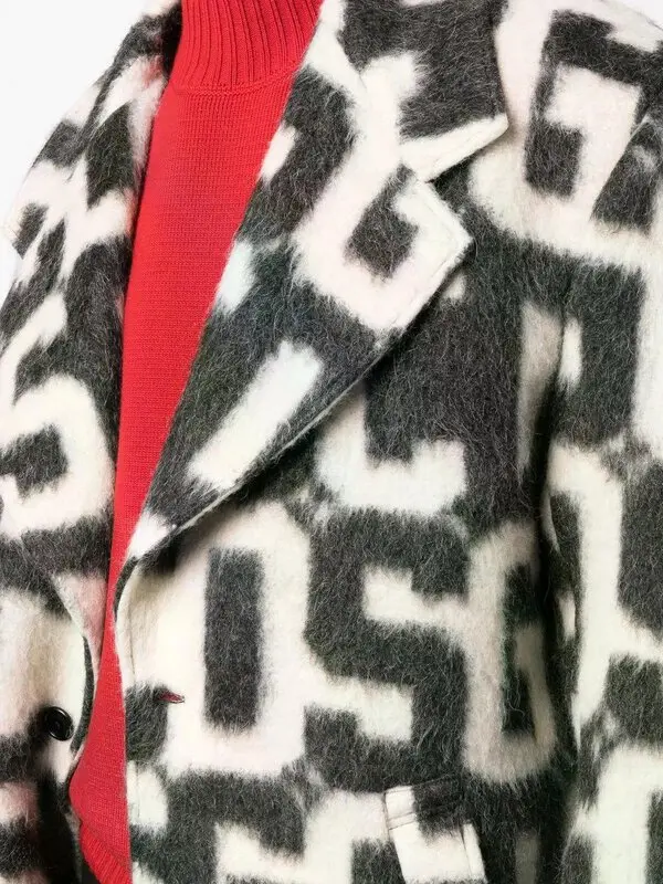 Gcds Monogram-print Single-breasted Coat