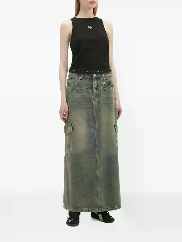 MUSIUM DIV. Ribbed Cropped Tank Top With Logo Plaque