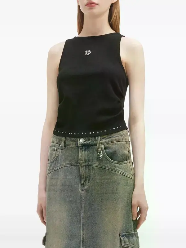 MUSIUM DIV. Ribbed Cropped Tank Top With Logo Plaque