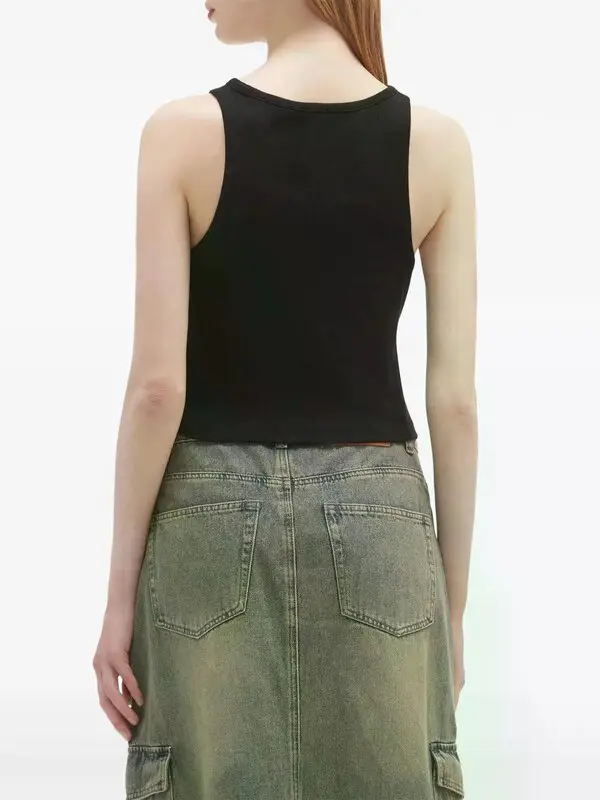 MUSIUM DIV. Ribbed Cropped Tank Top With Logo Plaque