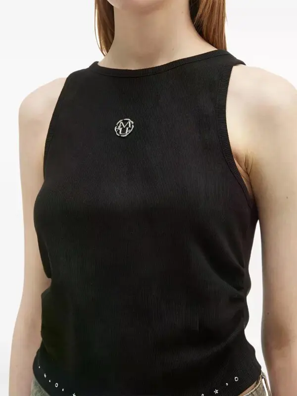 MUSIUM DIV. Ribbed Cropped Tank Top With Logo Plaque