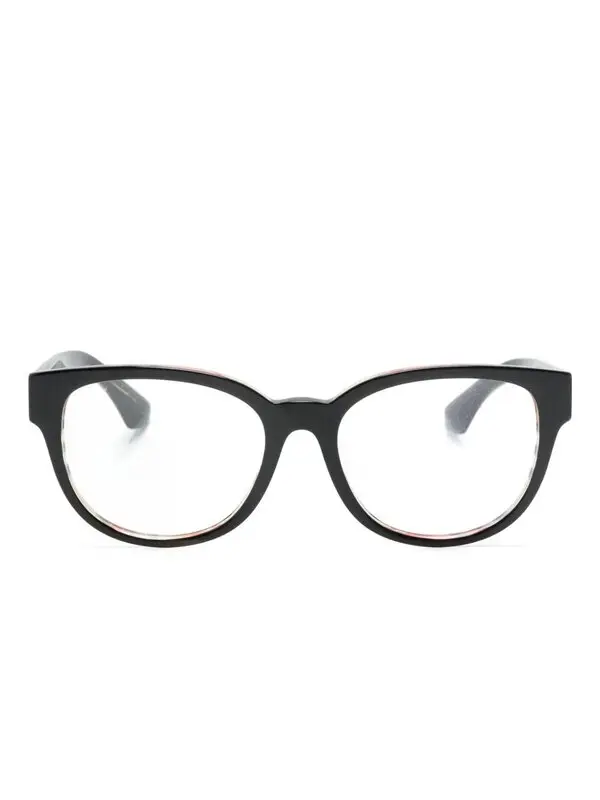 Burberry Checked Oval-frame Glasses - Black