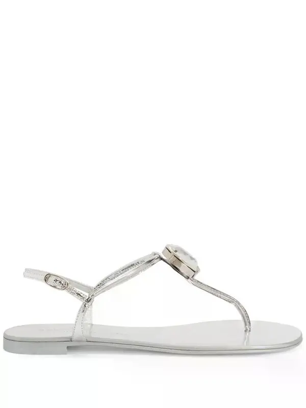 GIUSEPPE ZANOTTI Anthonia Metallic-effect Flat Sandals - Silver