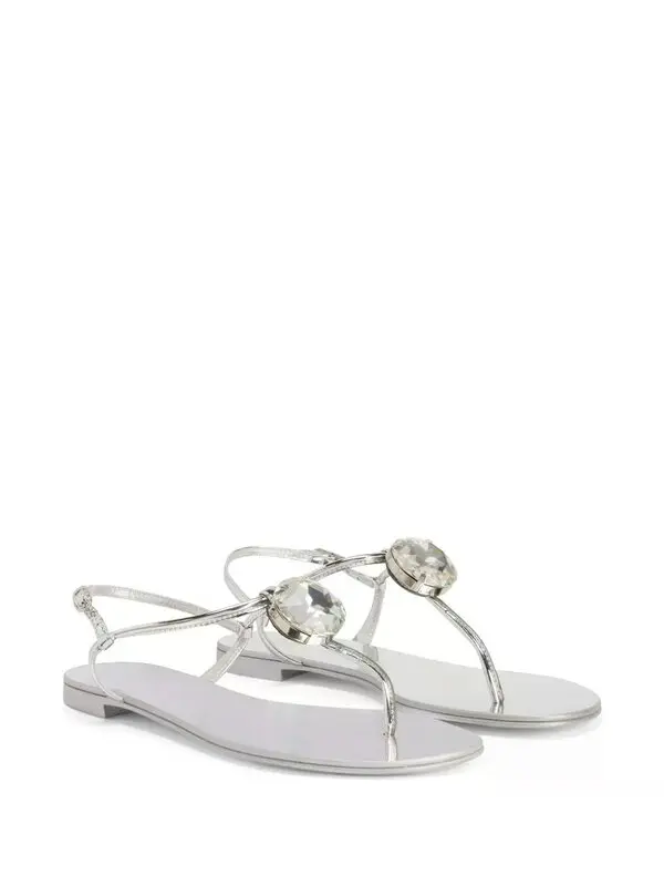 GIUSEPPE ZANOTTI Anthonia Metallic-effect Flat Sandals - Silver