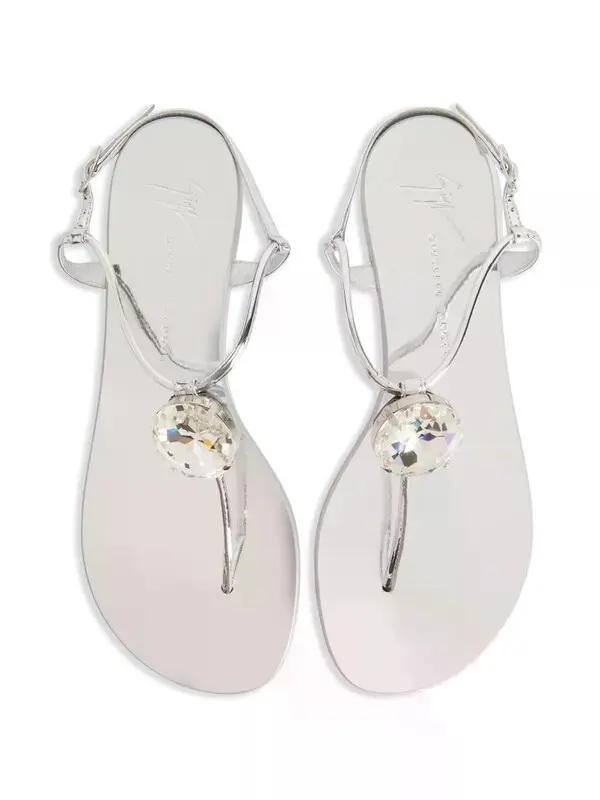 GIUSEPPE ZANOTTI Anthonia Metallic-effect Flat Sandals - Silver