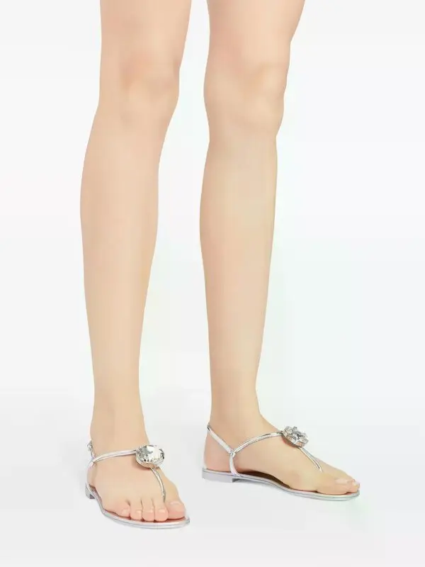 GIUSEPPE ZANOTTI Anthonia Metallic-effect Flat Sandals - Silver