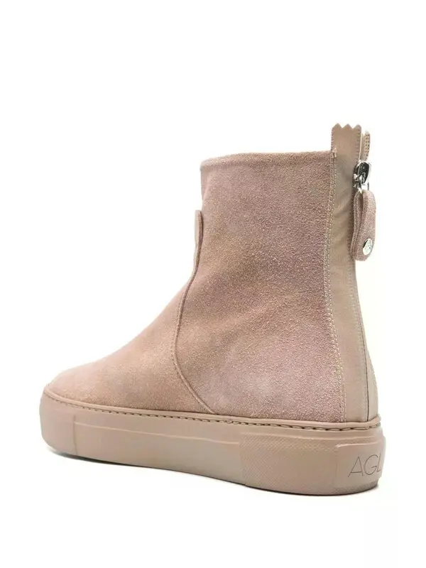 Agl Calf Suede Ankle Boots With Rear Zip