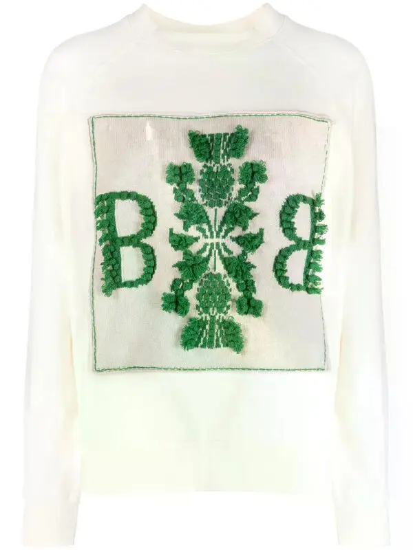 BARRIE B-logo Cashmere And Cotton Sweatshirt - Neutrals