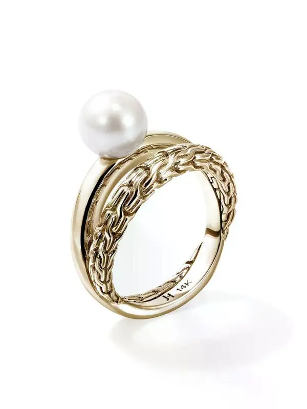 John Hardy 14kt Yellow Freshwater Pearl Essential Ring
