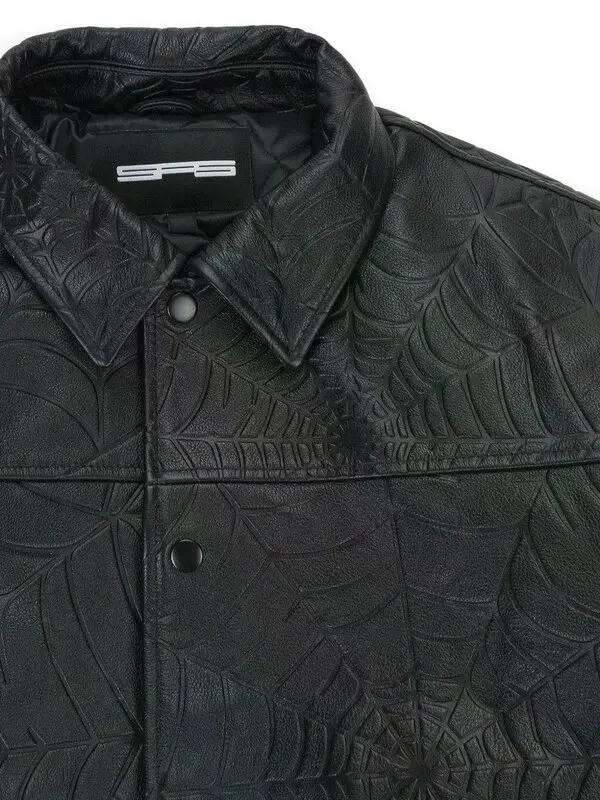 SP5DER Debossed Leather Jacket