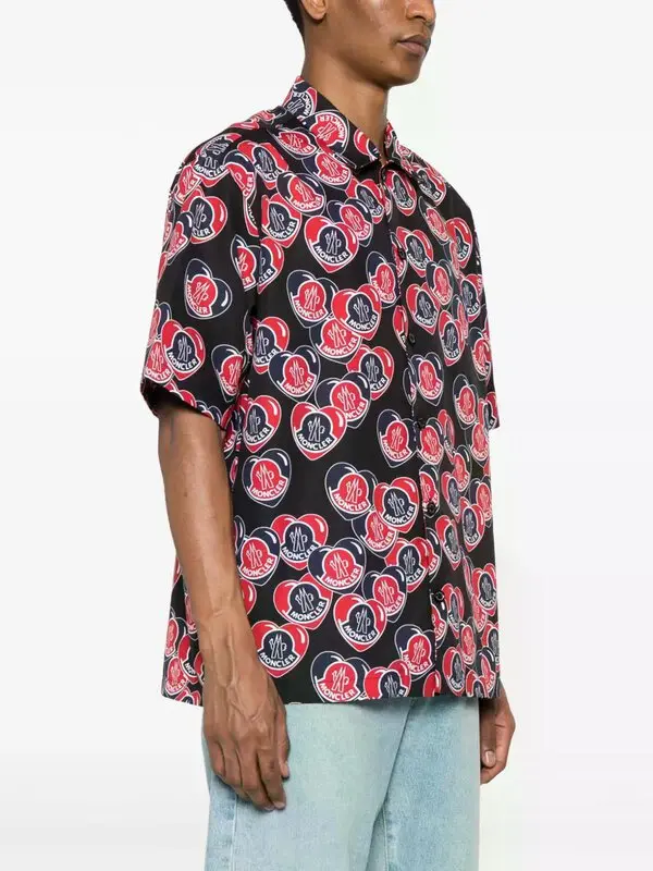 Moncler Heart Logo-print Cotton Shirt - Blue