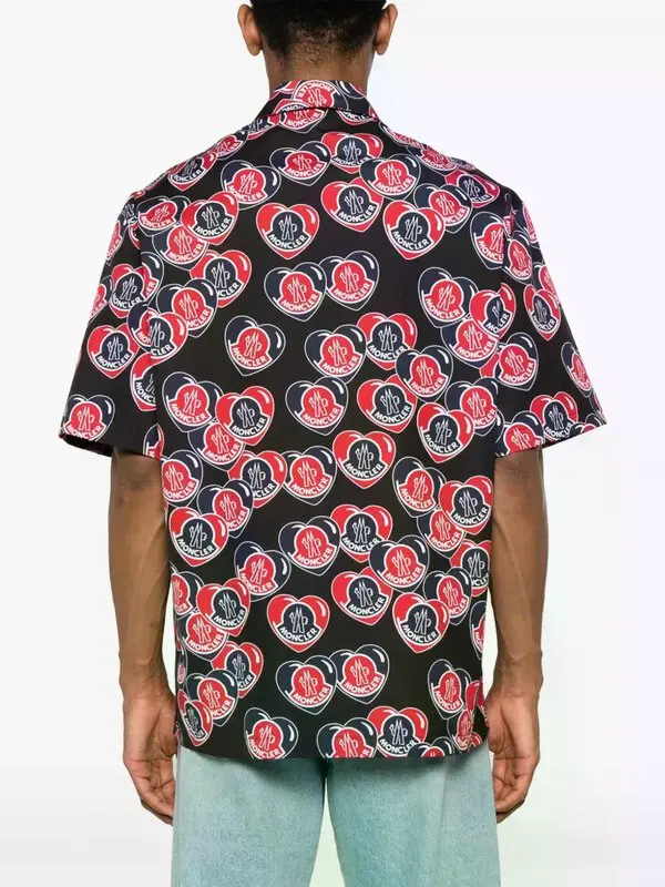 Moncler Heart Logo-print Cotton Shirt - Blue