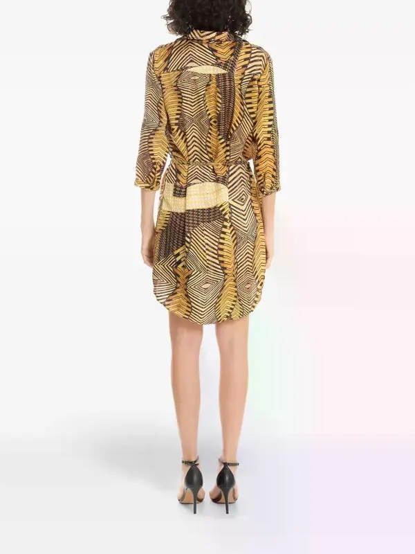 AMIR SLAMA Abstract Print Silk Dress