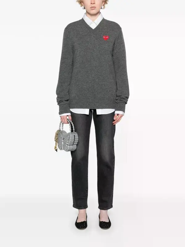 Play Comme Des Garcon Heart-patch Wool Jumper