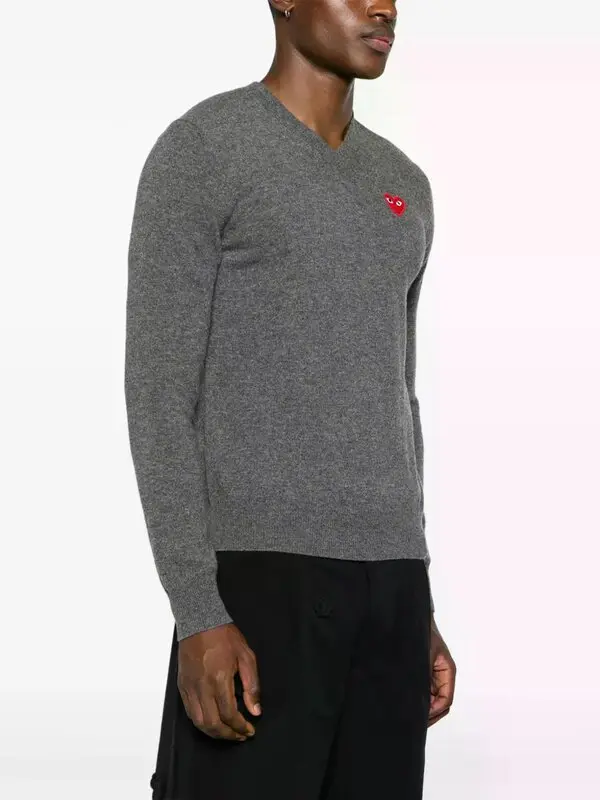 Play Comme Des Garcon Heart-patch Wool Jumper