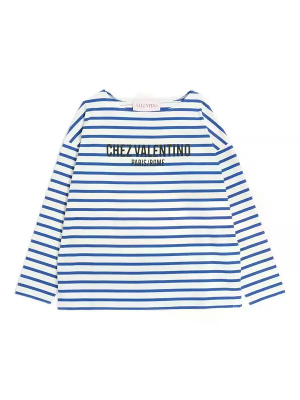 Valentino Garavani Chez-print Striped Cotton T-shirt