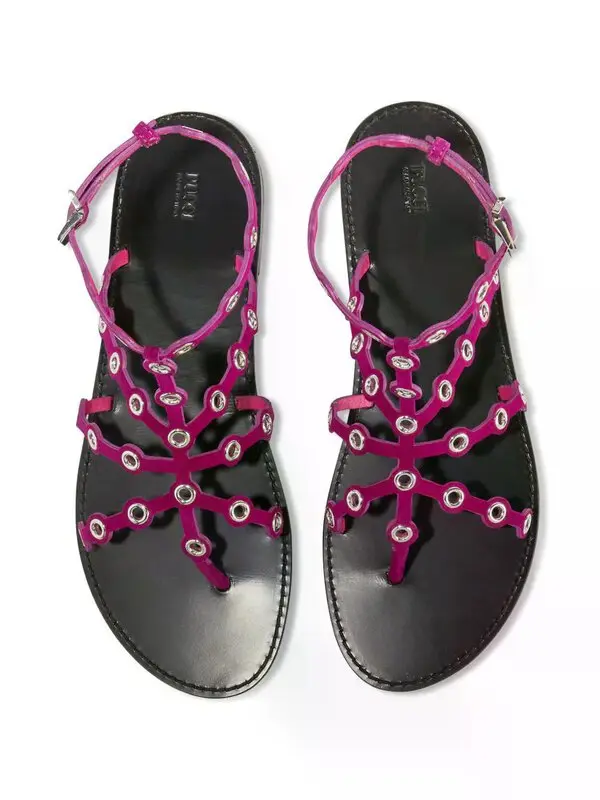 Emilio Pucci Emilio Flat Sandals With Studded Buckles - Pink