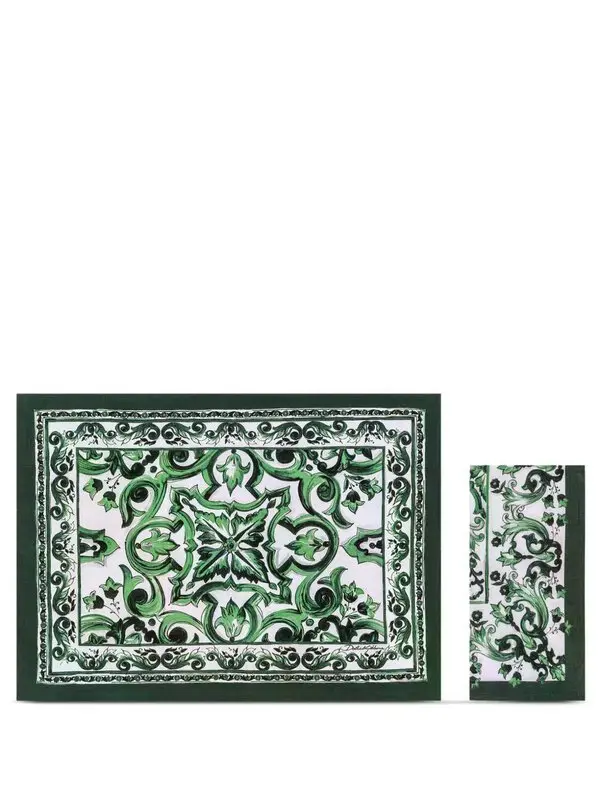 Dolce & Gabbana Maiolica-print Placemat And Napkin - Green