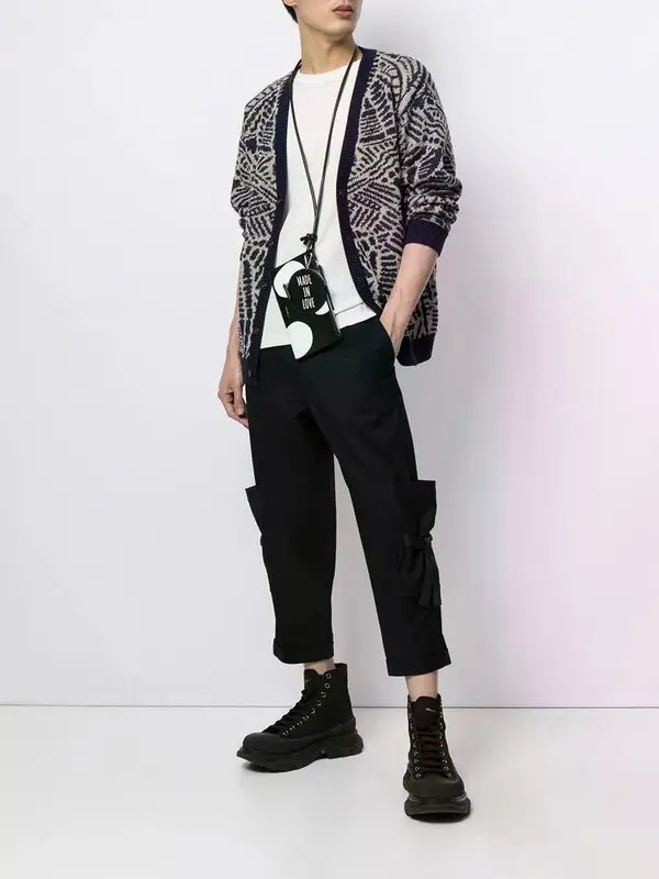 PORTS V Abstract Pattern Print Cardigan