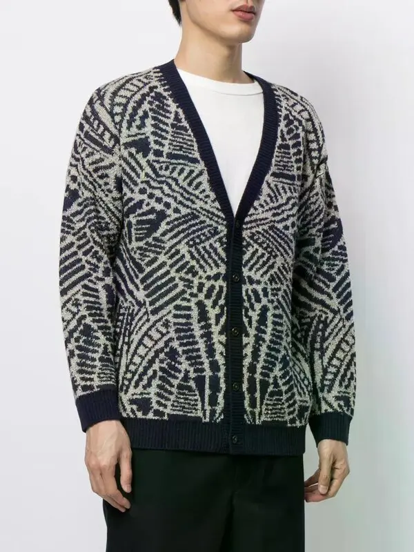PORTS V Abstract Pattern Print Cardigan