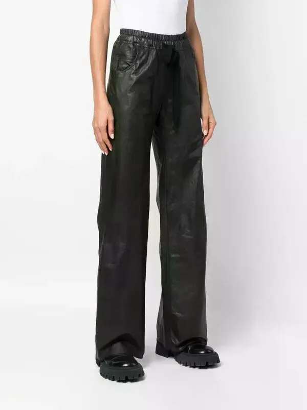 ISAAC SELLAM EXPERIENCE Wide-leg Drawstring Leather Trousers