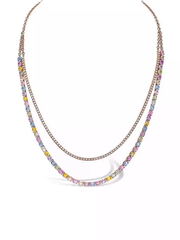 PRAGNELL 18kt Rose Gold Sapphire And Diamond Necklace - Pink